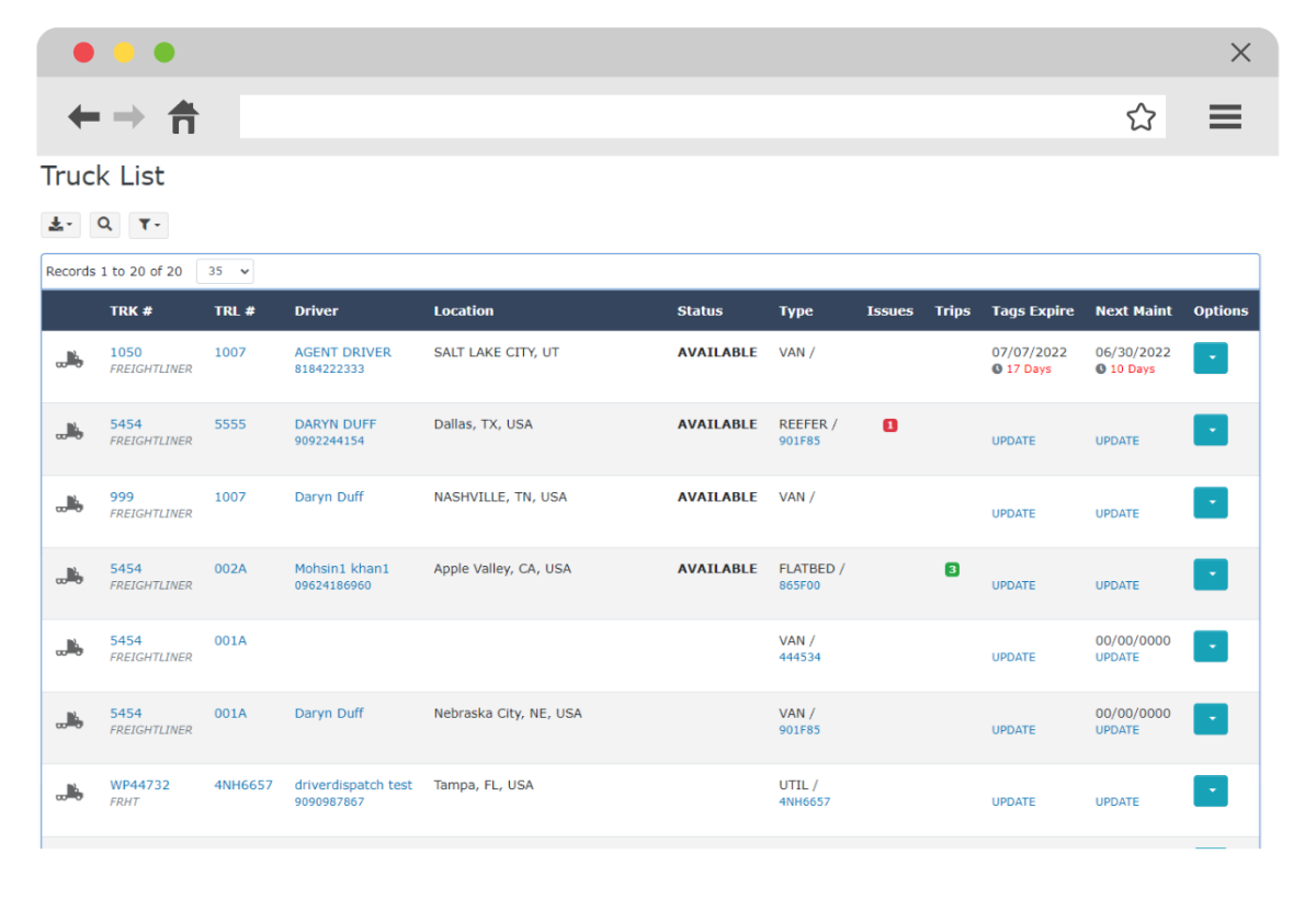 Truck Maintenance Software - Trucking Dispatch Software - Management TMS
